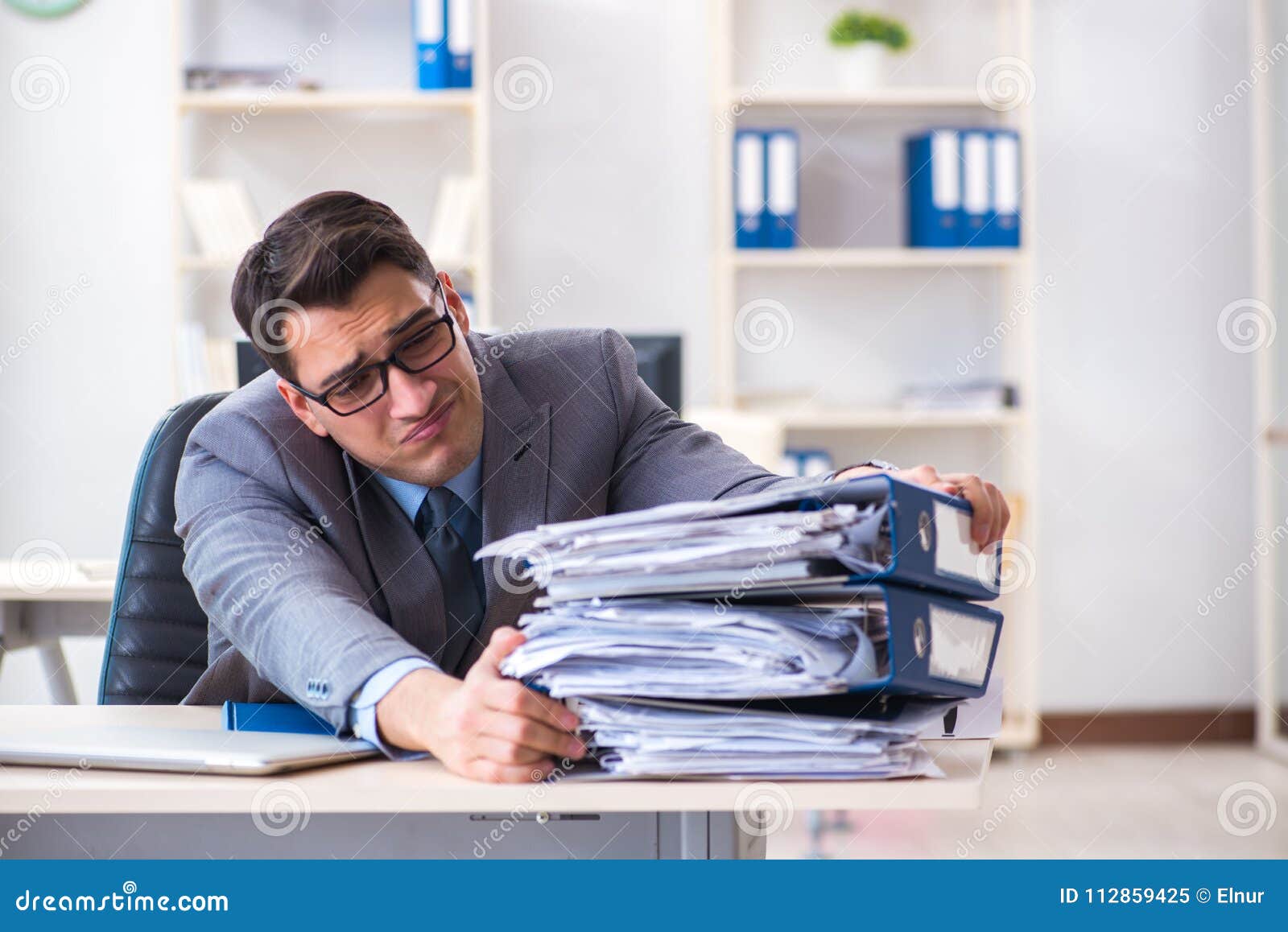 The Overloaded with Work Employee Under Paperwork Burden Stock Image ...