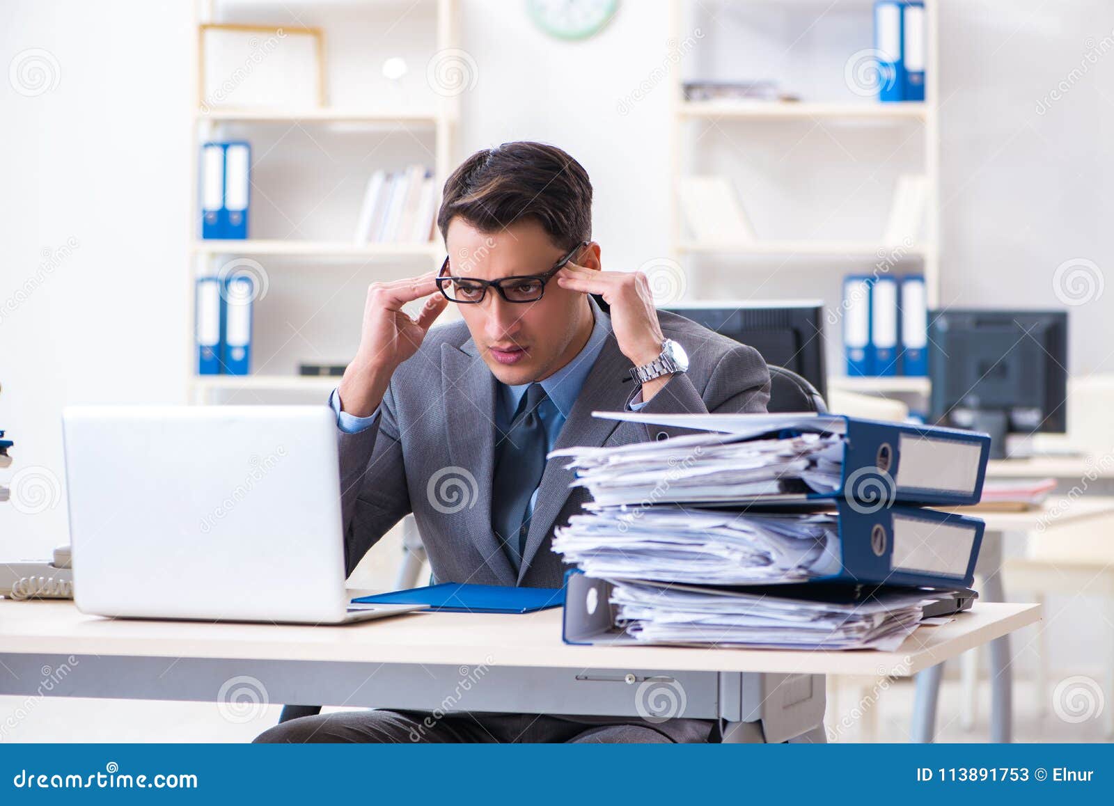 The Overloaded with Work Employee Under Paperwork Burden Stock Image ...