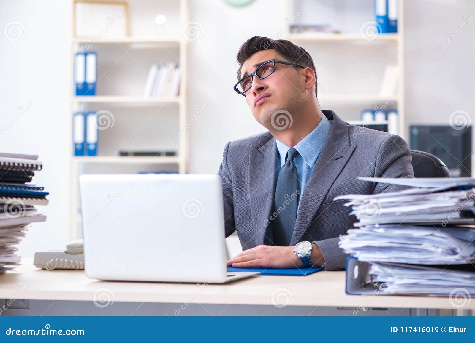 The Overloaded with Work Employee Under Paperwork Burden Stock Image ...