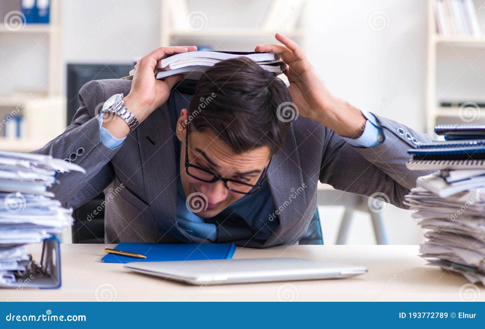 Overloaded with Work Employee Under Paperwork Burden Stock Image ...