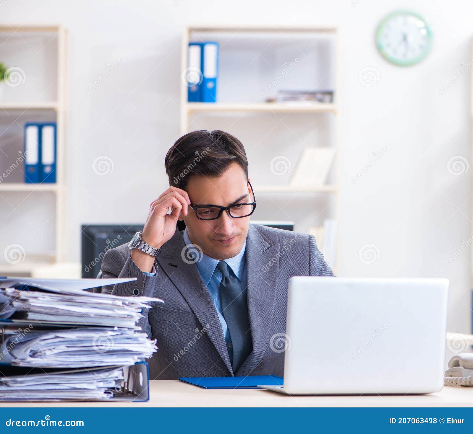 Overloaded with Work Employee Under Paperwork Burden Stock Photo ...