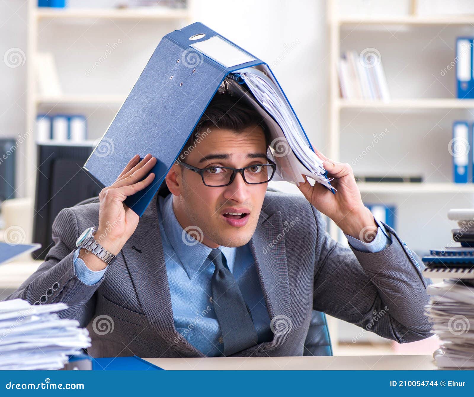 Overloaded with Work Employee Under Paperwork Burden Stock Photo ...