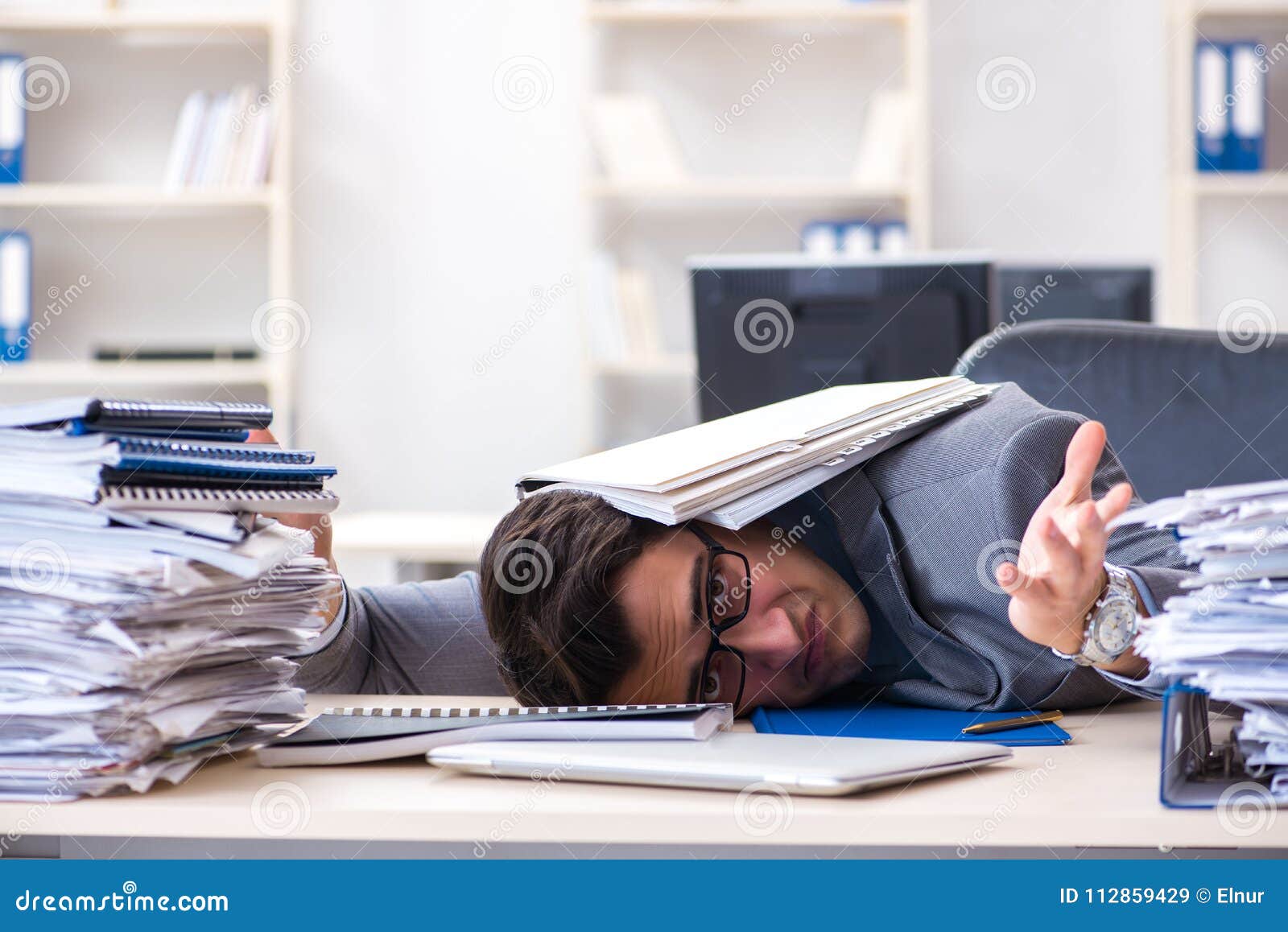 The Overloaded with Work Employee Under Paperwork Burden Stock Image ...