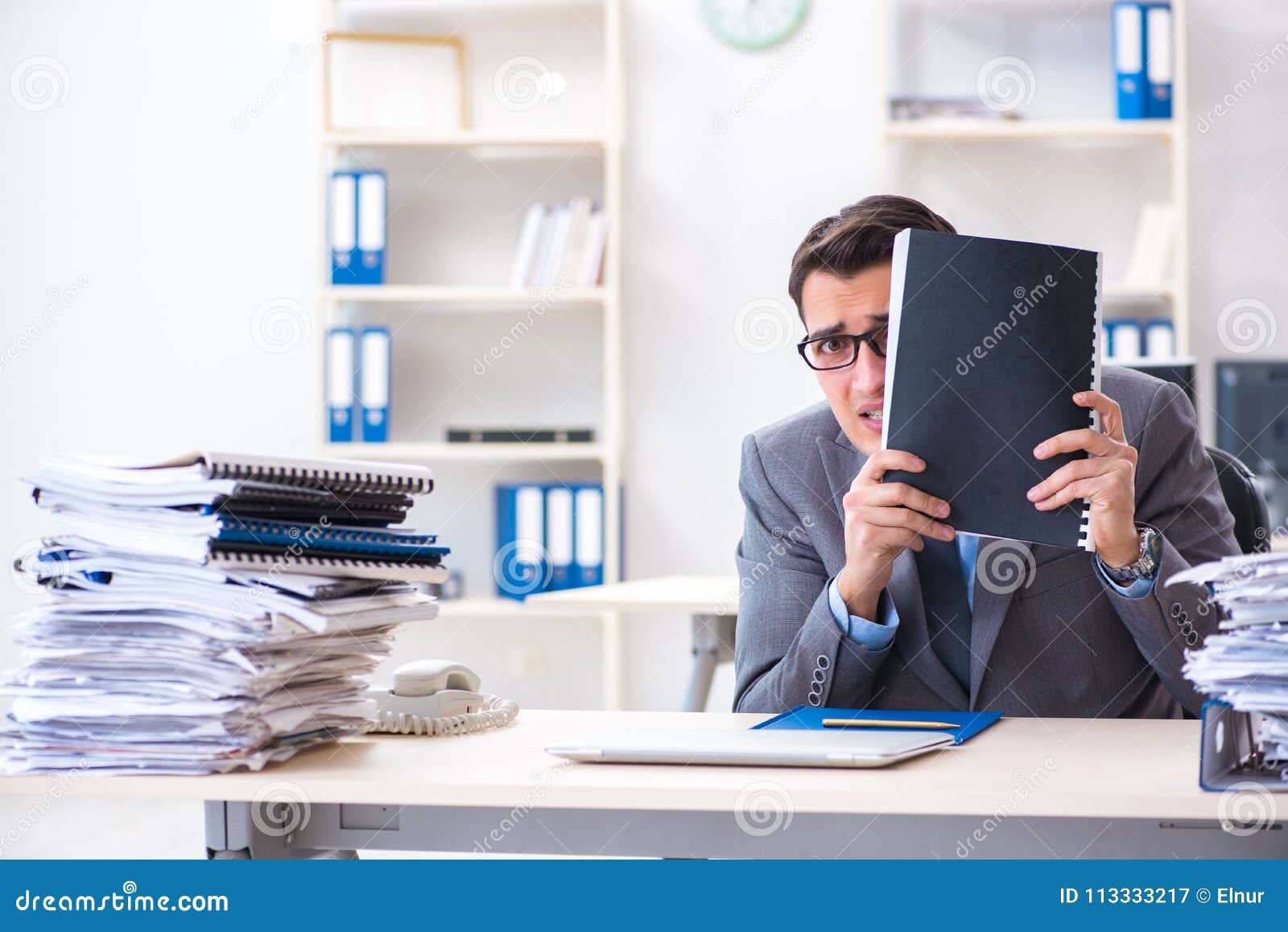 The Overloaded with Work Employee Under Paperwork Burden Stock Image ...