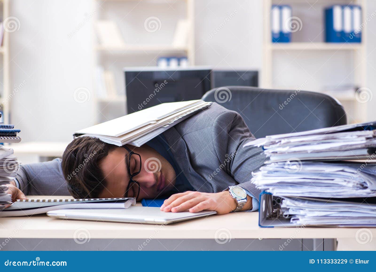 The Overloaded with Work Employee Under Paperwork Burden Stock Image ...