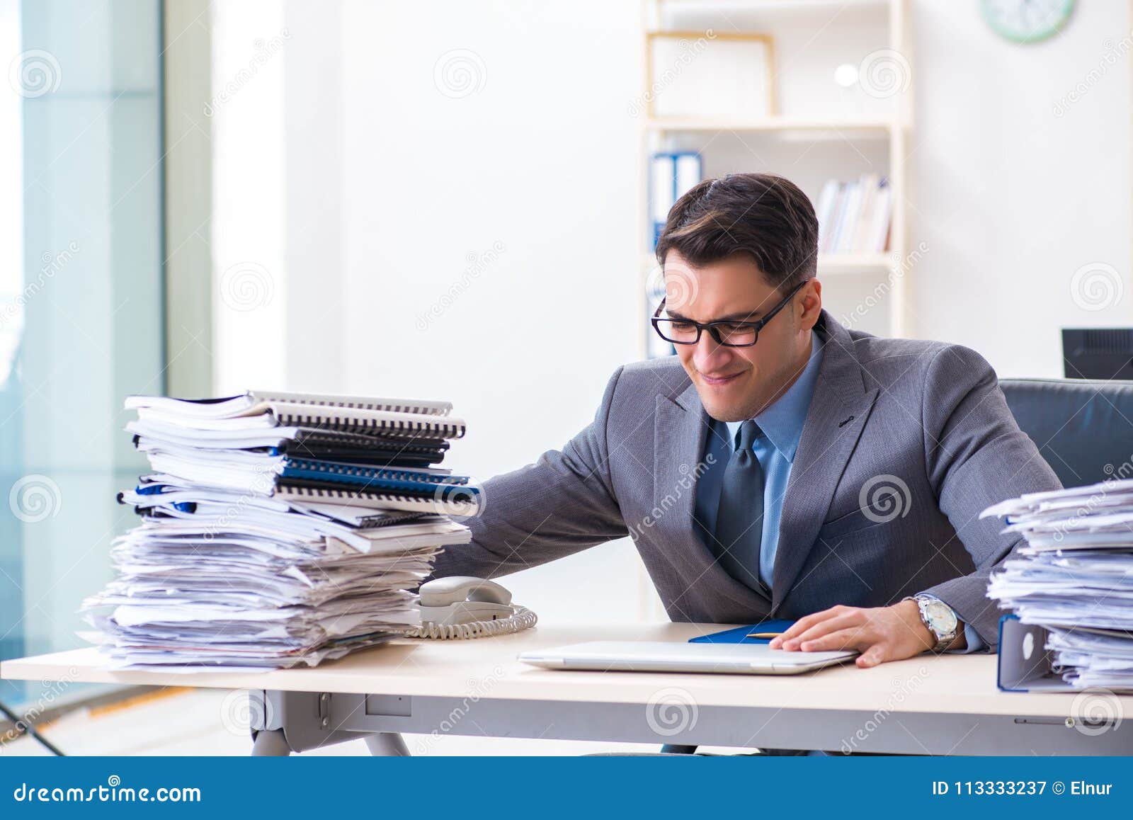 The Overloaded with Work Employee Under Paperwork Burden Stock Image ...