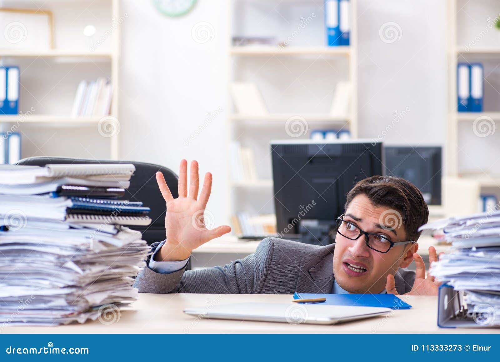 The Overloaded with Work Employee Under Paperwork Burden Stock Image ...