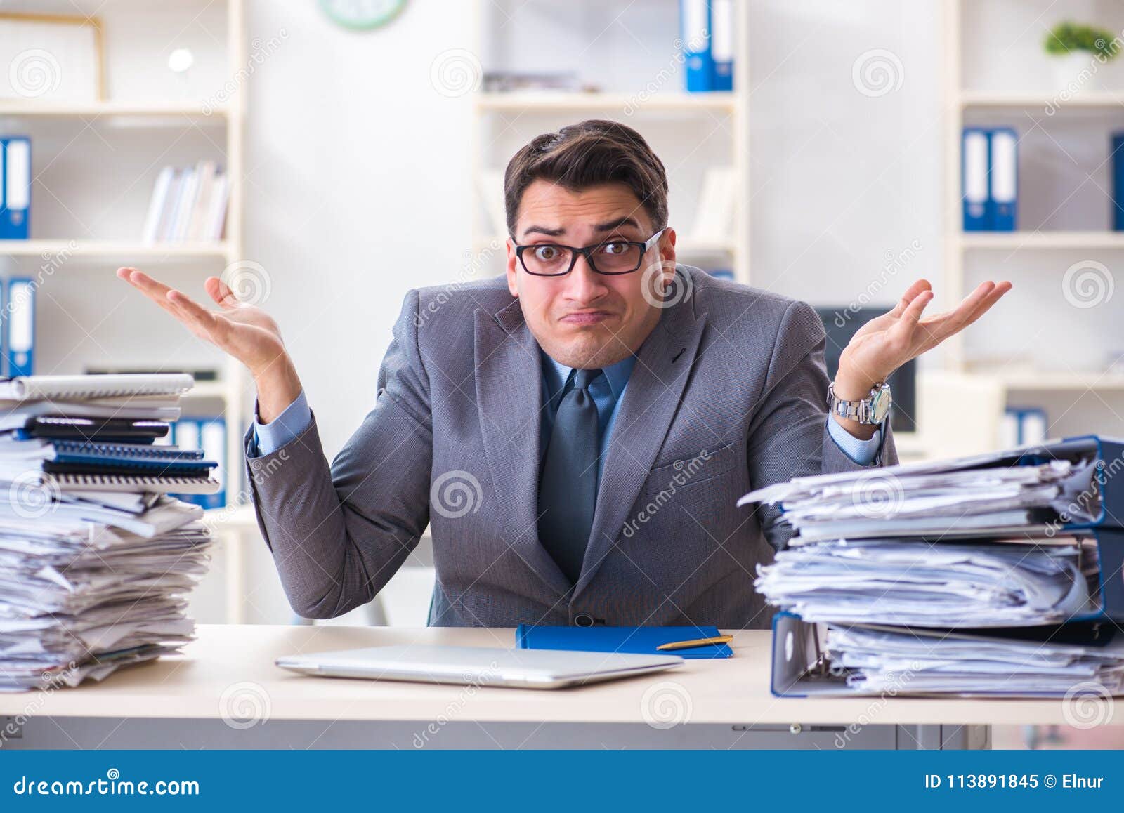 The Overloaded with Work Employee Under Paperwork Burden Stock Image ...