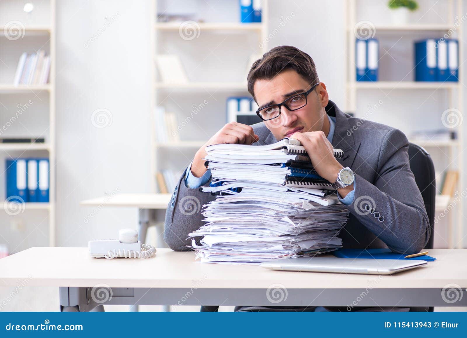 The Overloaded with Work Employee Under Paperwork Burden Stock Image ...