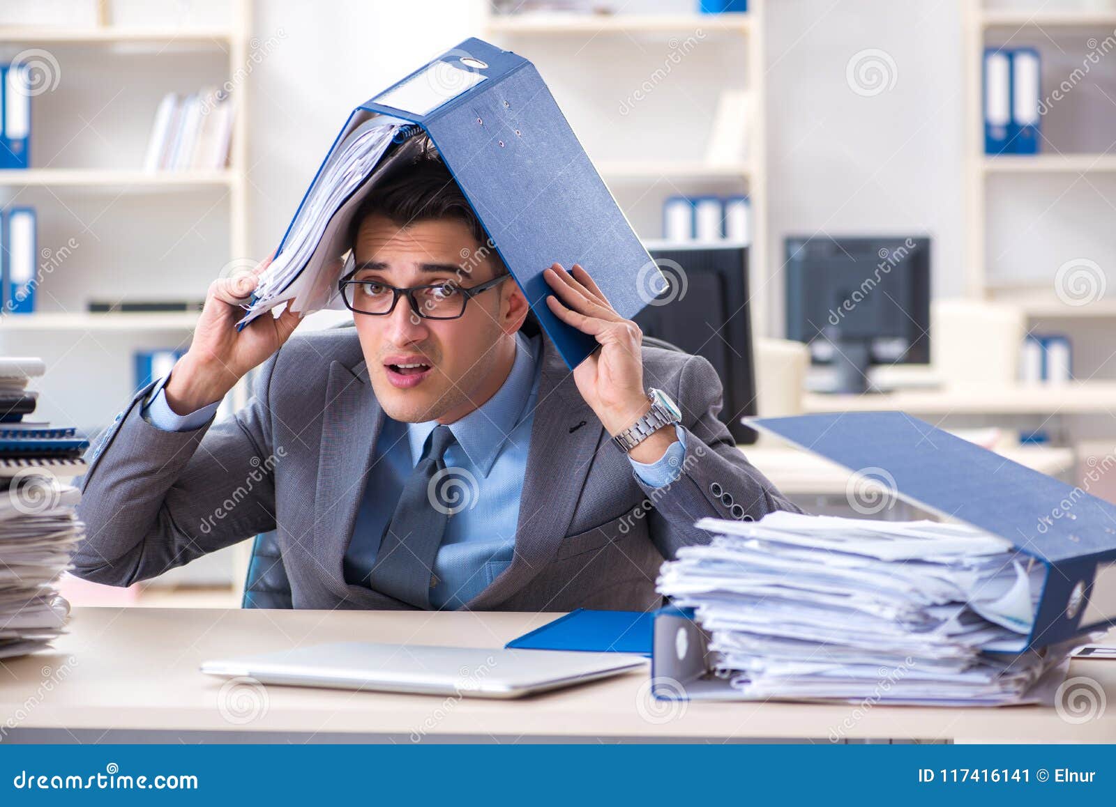The Overloaded with Work Employee Under Paperwork Burden Stock Image ...