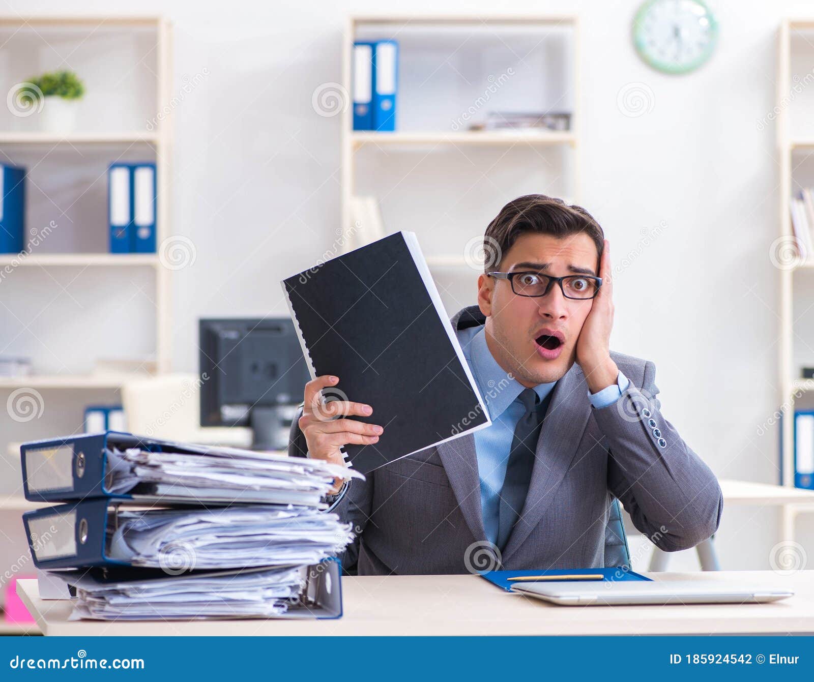 Overloaded with Work Employee Under Paperwork Burden Stock Photo ...