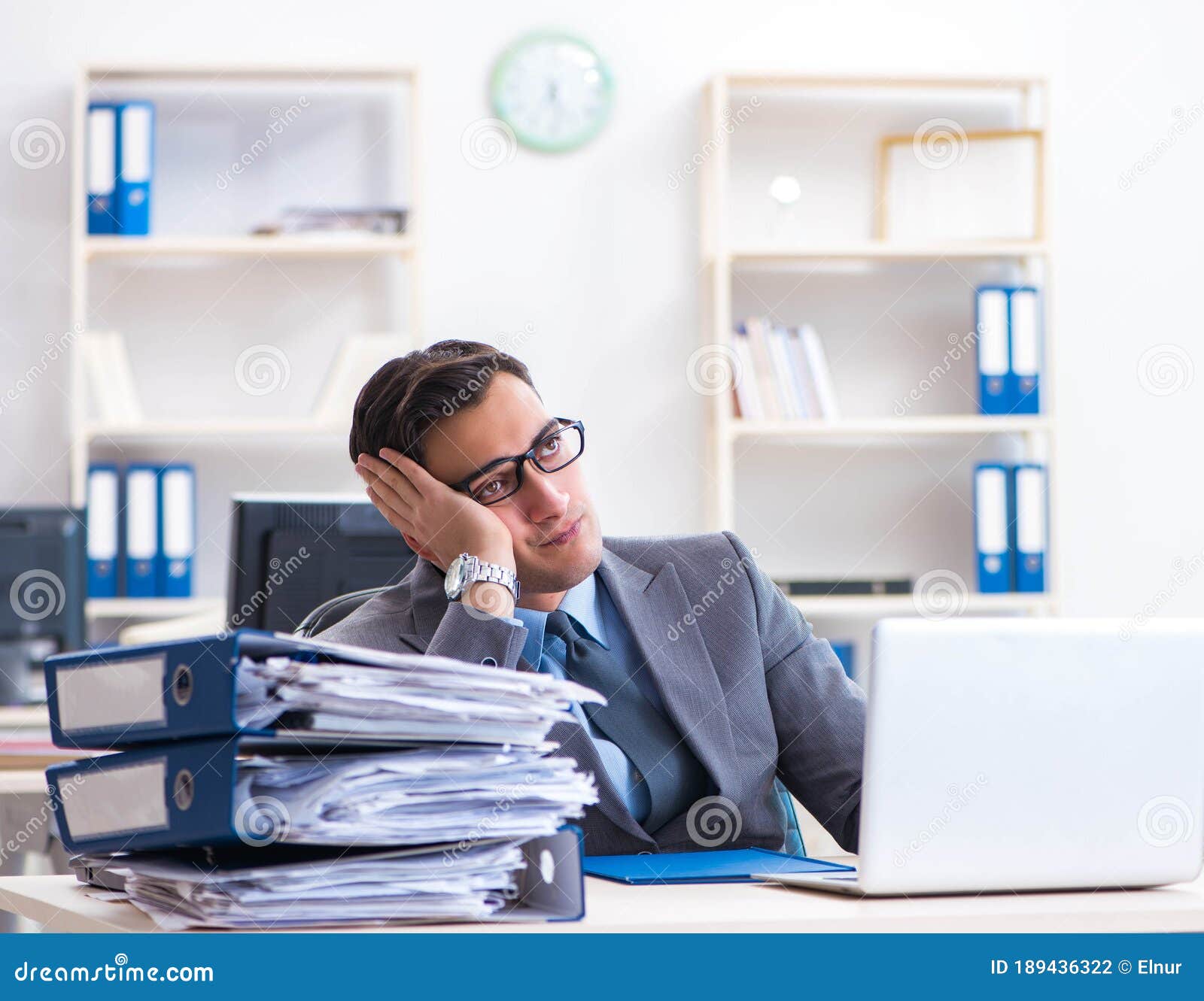 Overloaded with Work Employee Under Paperwork Burden Stock Photo ...