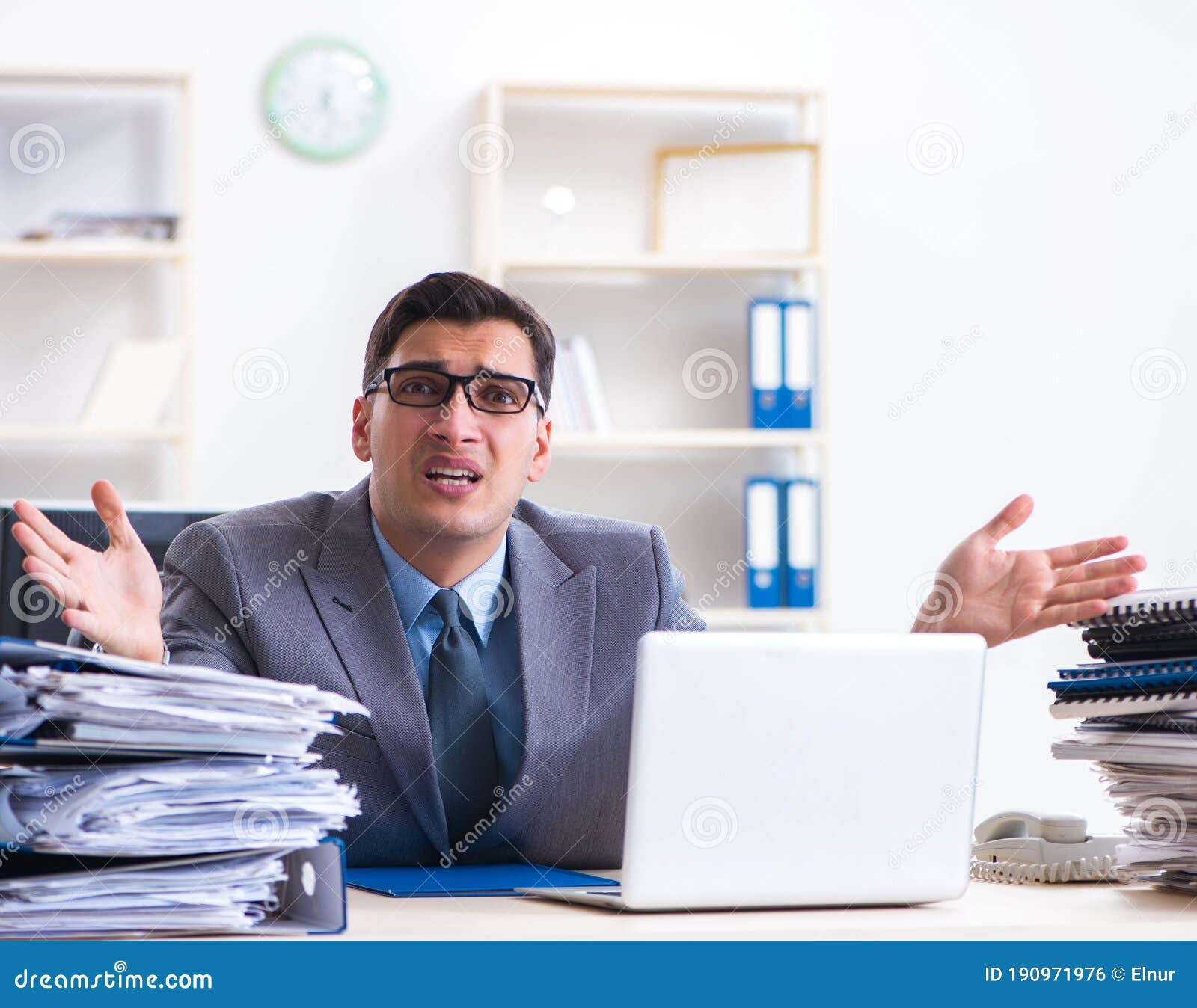 Overloaded with Work Employee Under Paperwork Burden Stock Photo ...