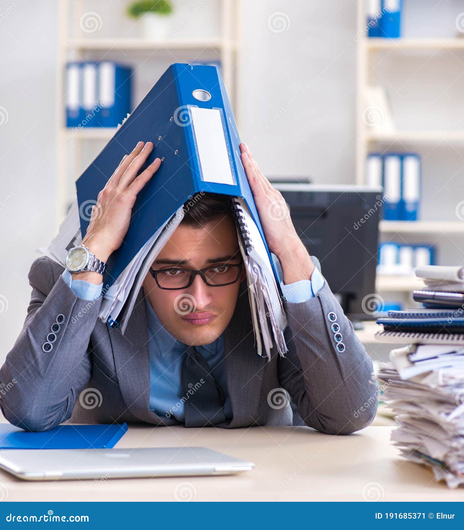 Overloaded with Work Employee Under Paperwork Burden Stock Image ...
