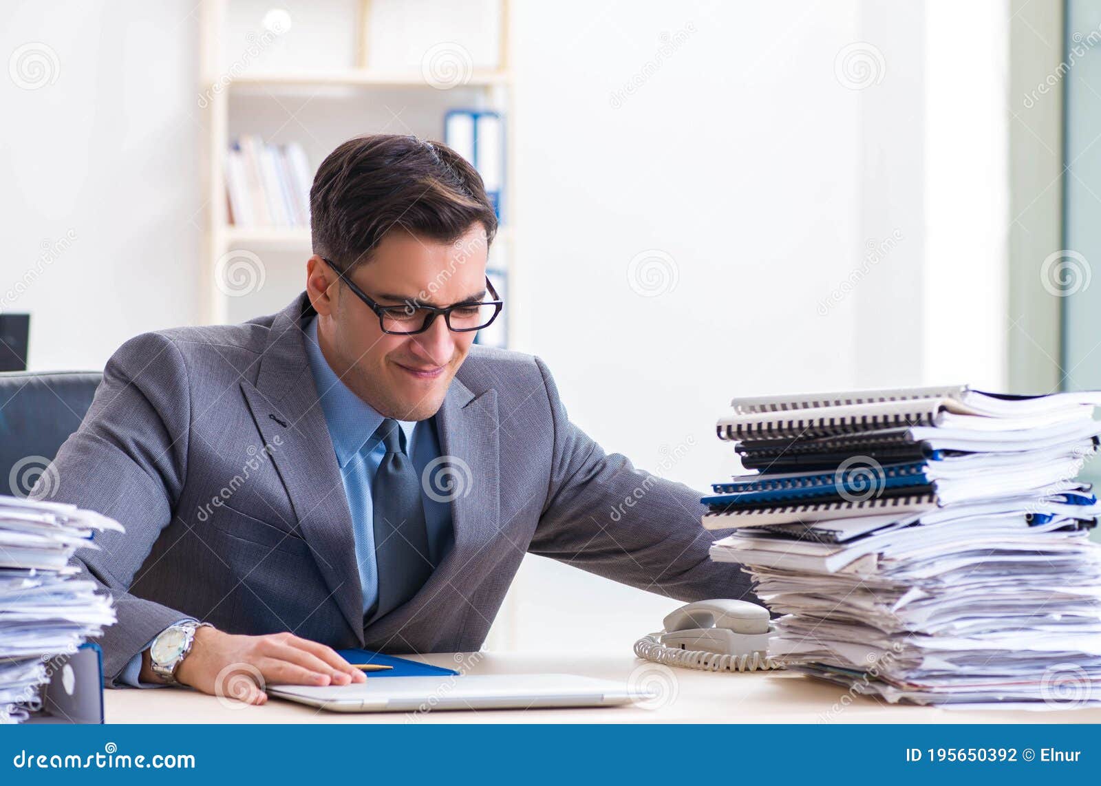 Overloaded with Work Employee Under Paperwork Burden Stock Photo ...