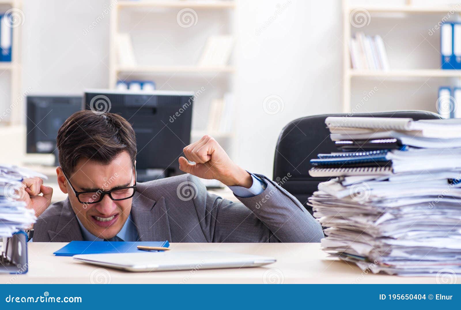 Overloaded with Work Employee Under Paperwork Burden Stock Photo ...