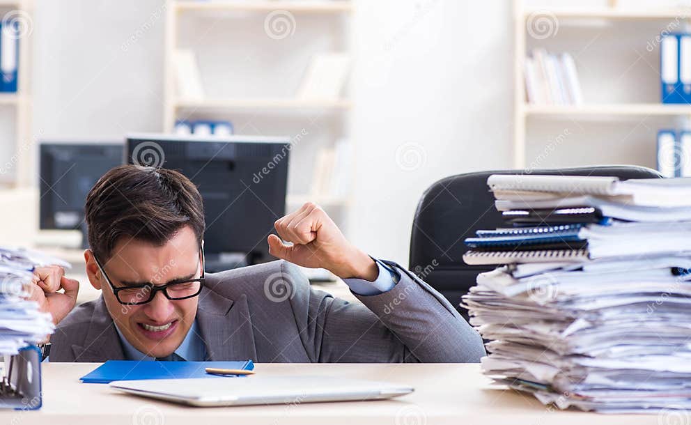 Overloaded with Work Employee Under Paperwork Burden Stock Photo ...