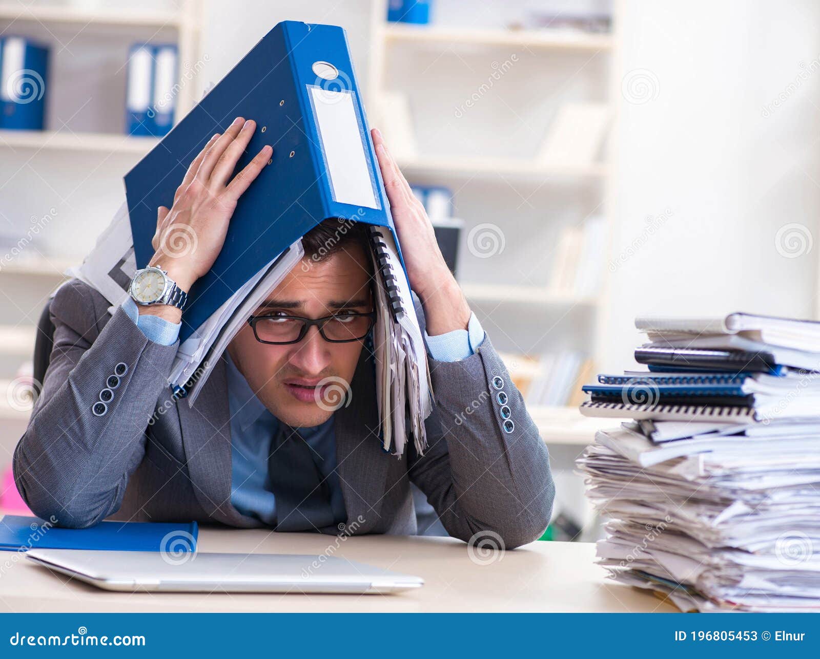 Overloaded with Work Employee Under Paperwork Burden Stock Image ...