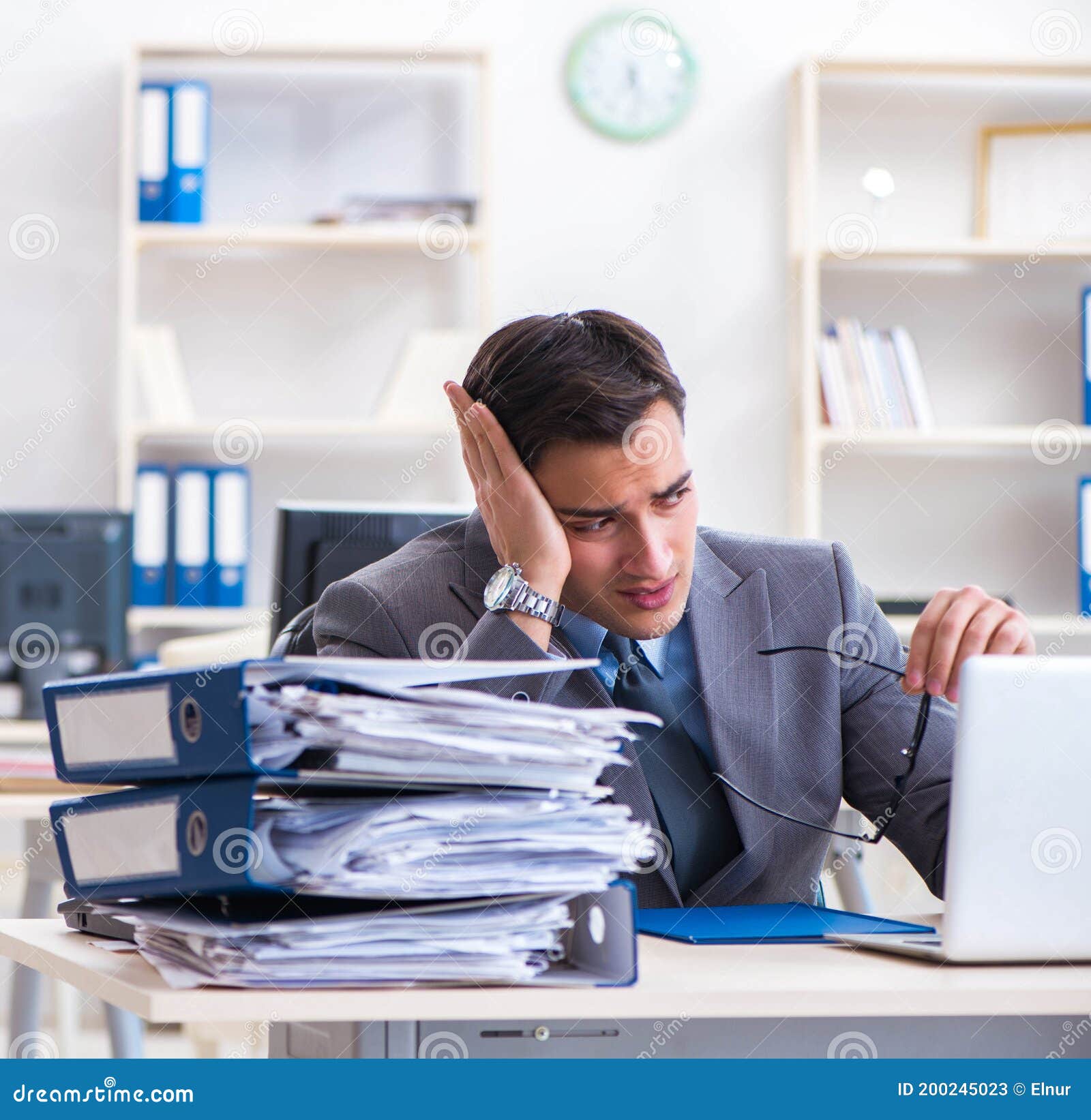 Overloaded with Work Employee Under Paperwork Burden Stock Image ...