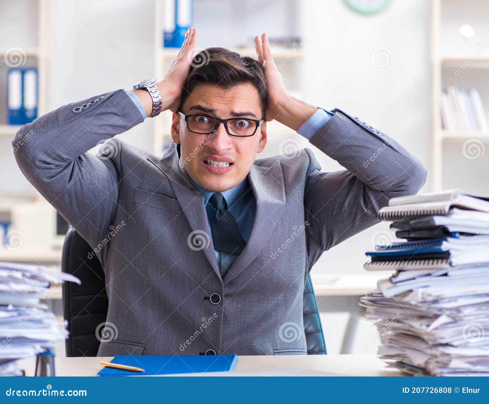Overloaded with Work Employee Under Paperwork Burden Stock Photo ...