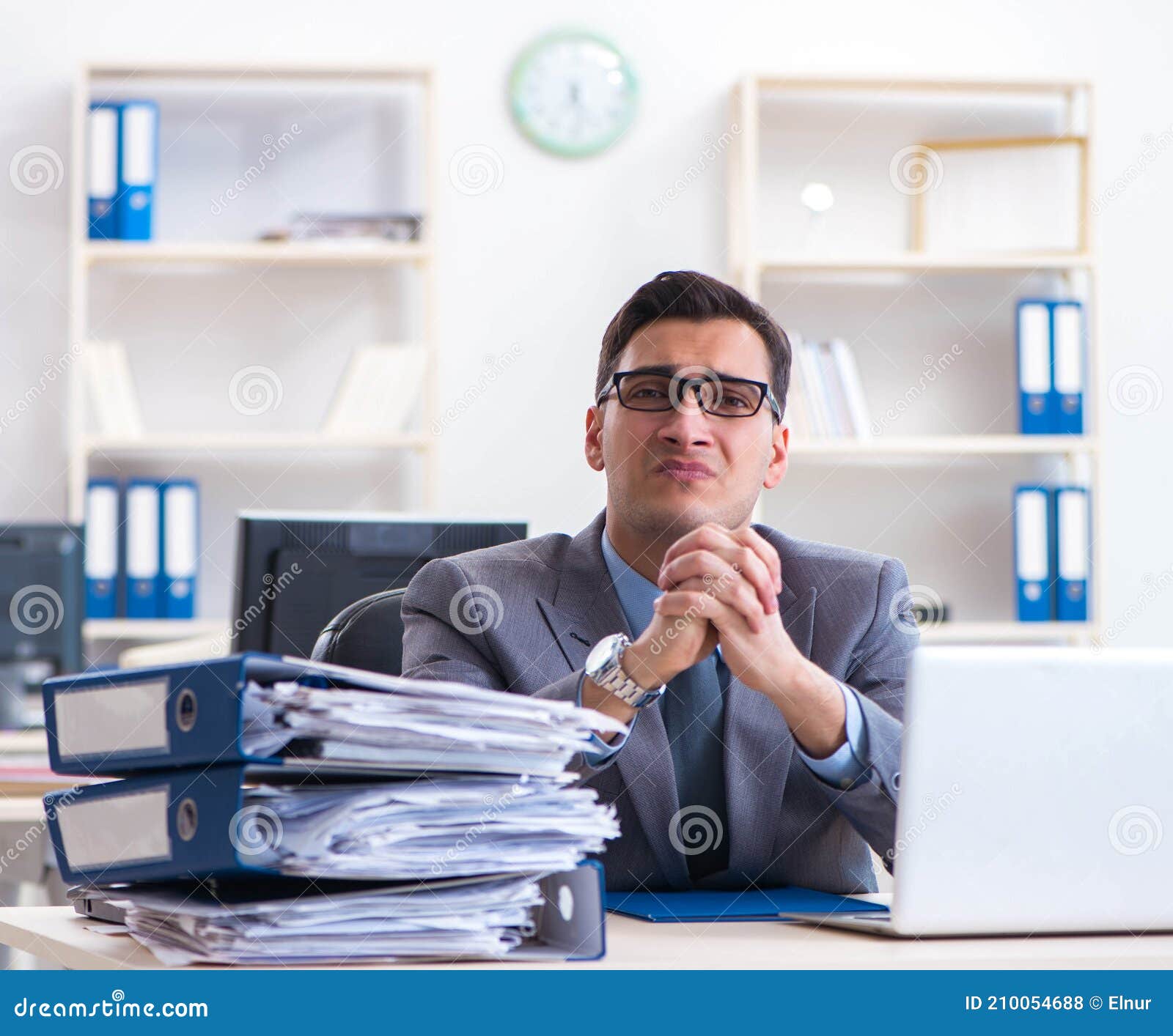 Overloaded with Work Employee Under Paperwork Burden Stock Photo ...