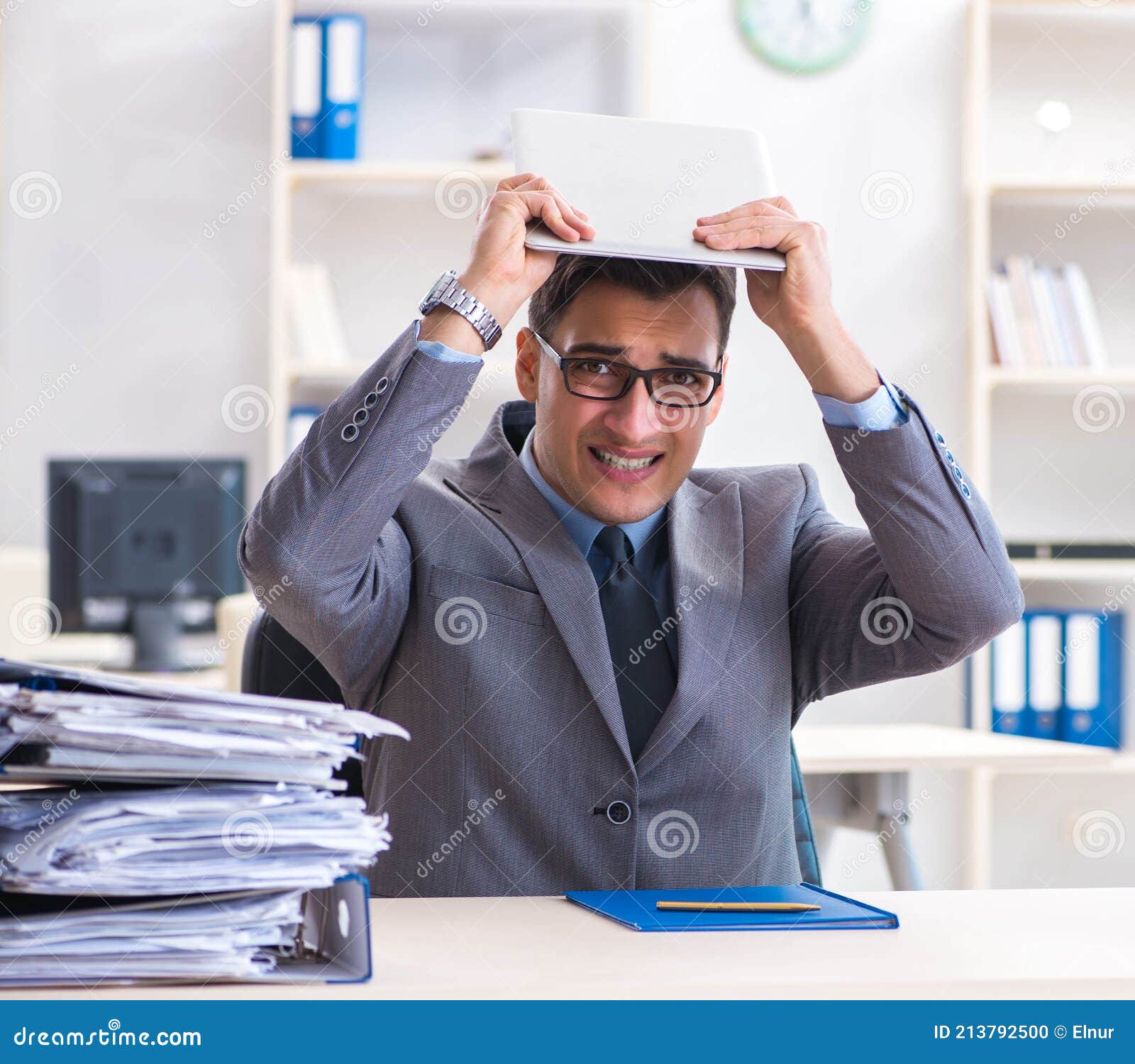 Overloaded with Work Employee Under Paperwork Burden Stock Photo ...