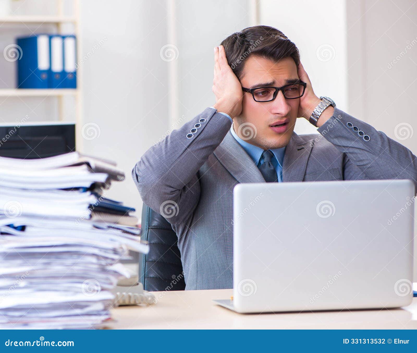 Overloaded with Work Employee Under Paperwork Burden Stock Photo ...