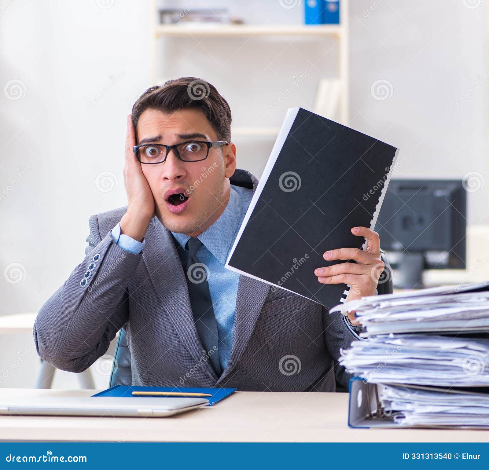 Overloaded with Work Employee Under Paperwork Burden Stock Photo ...