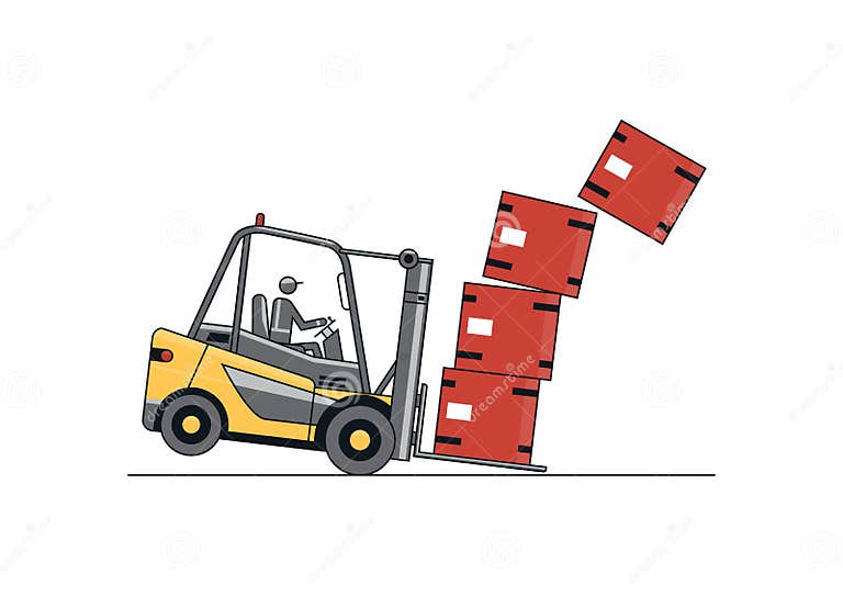Forklift Overloading Hazard. Stock Vector - Illustration of vector ...