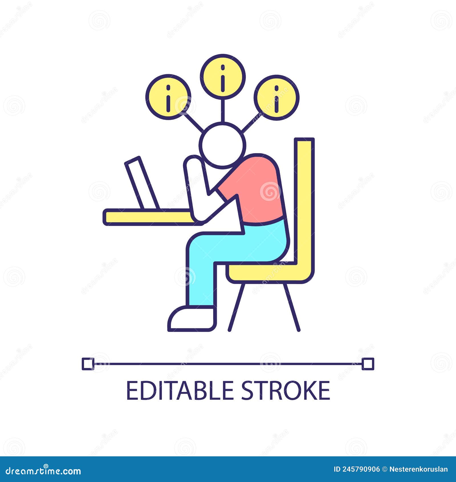 Overloading Student with Information RGB Color Icon Stock Vector ...