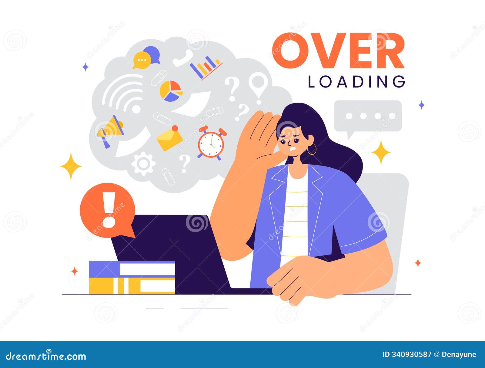 Overloading Vector Illustration of a Busy Employee Multitasking To ...