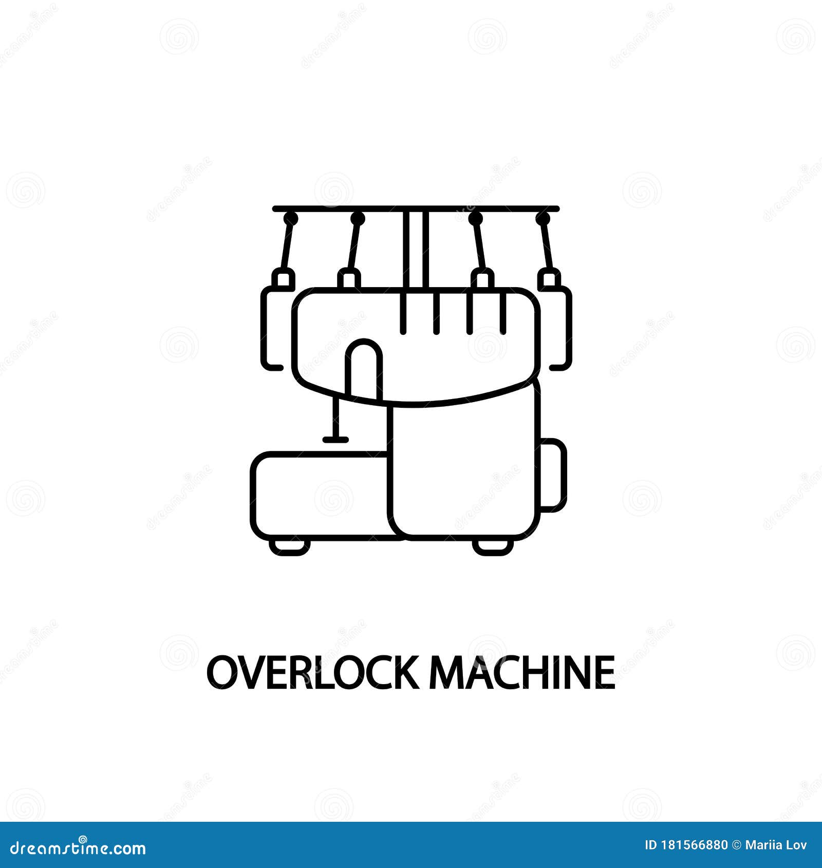 Overlock Machine Flat Line Icon. Sewing Equipment Stock Vector ...