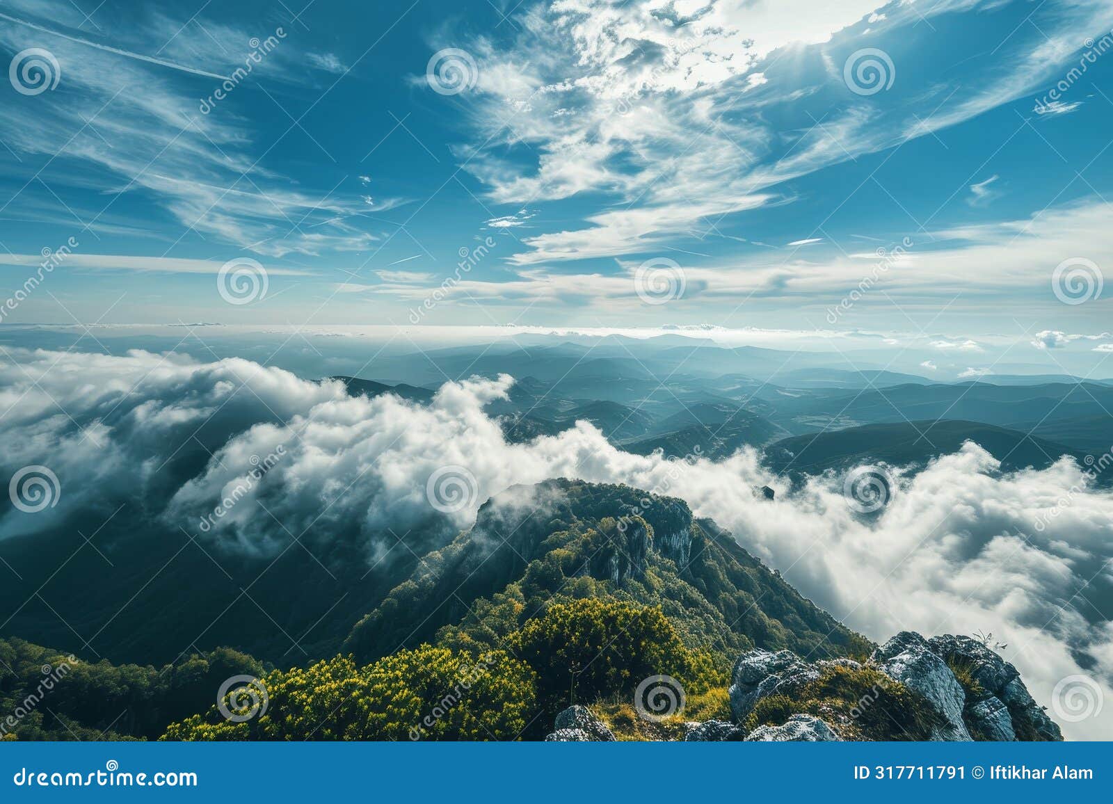Overlook of Clouds and Mountains from High Elevation, a Panoramic View ...