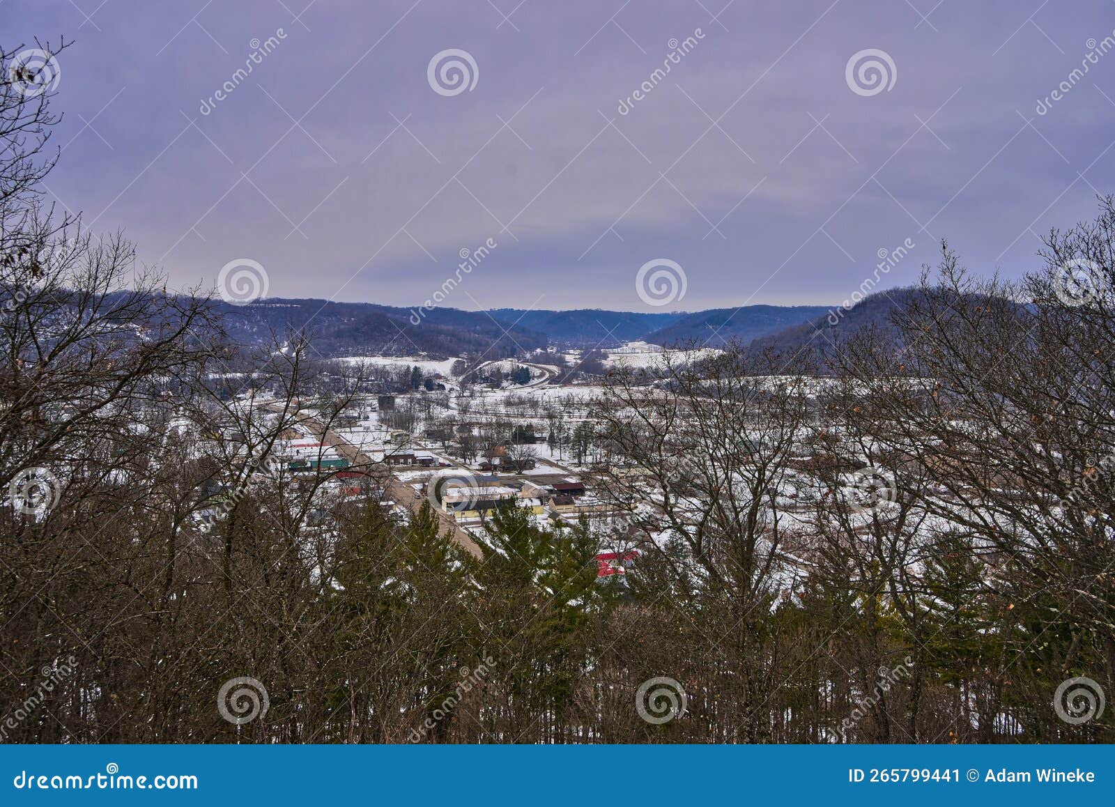Overlook of Gays Mills WI in the Kickapoo Ariver Valley in Winter Stock ...