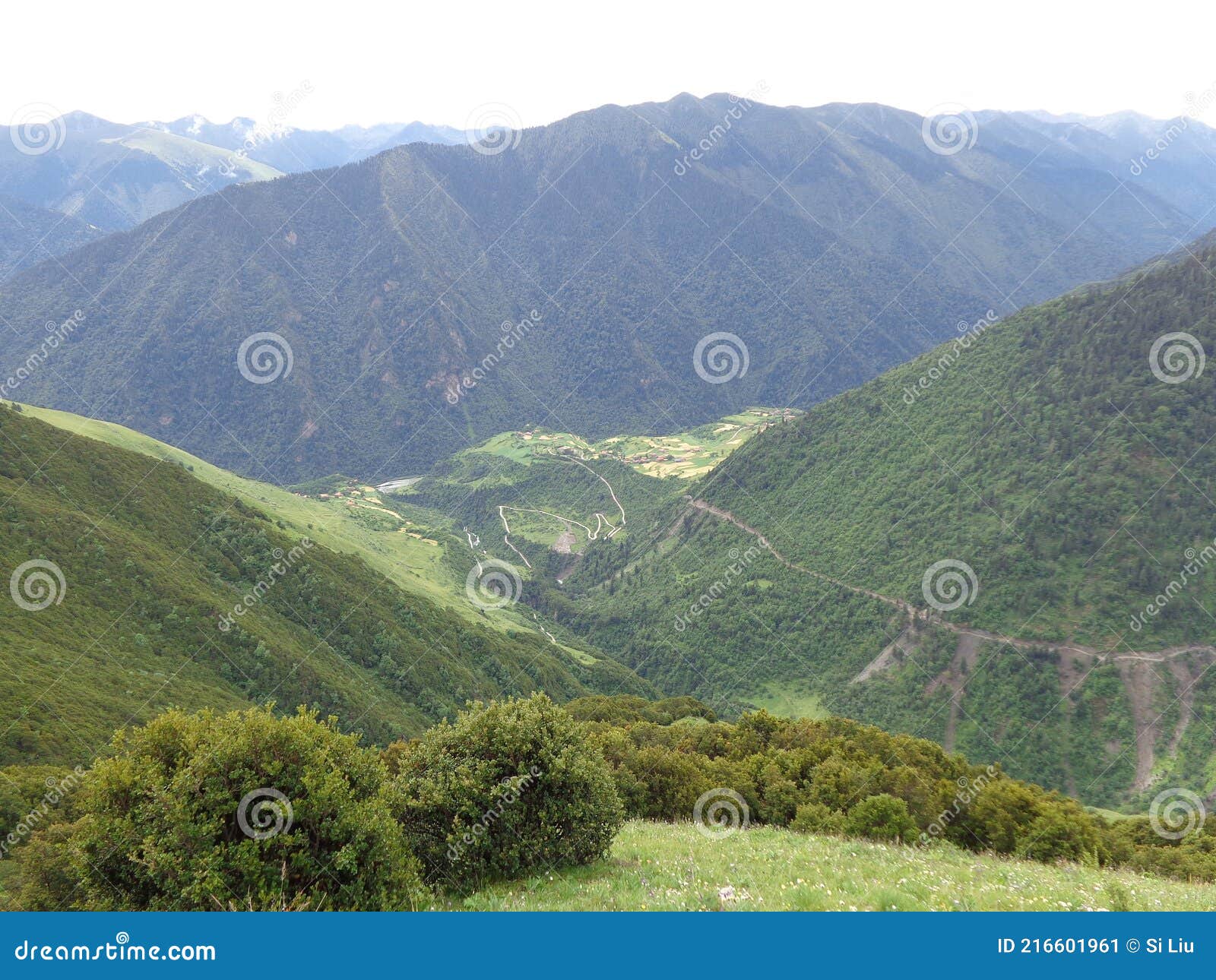 Overlook the Valley from a High Mountain Stock Image - Image of valley ...