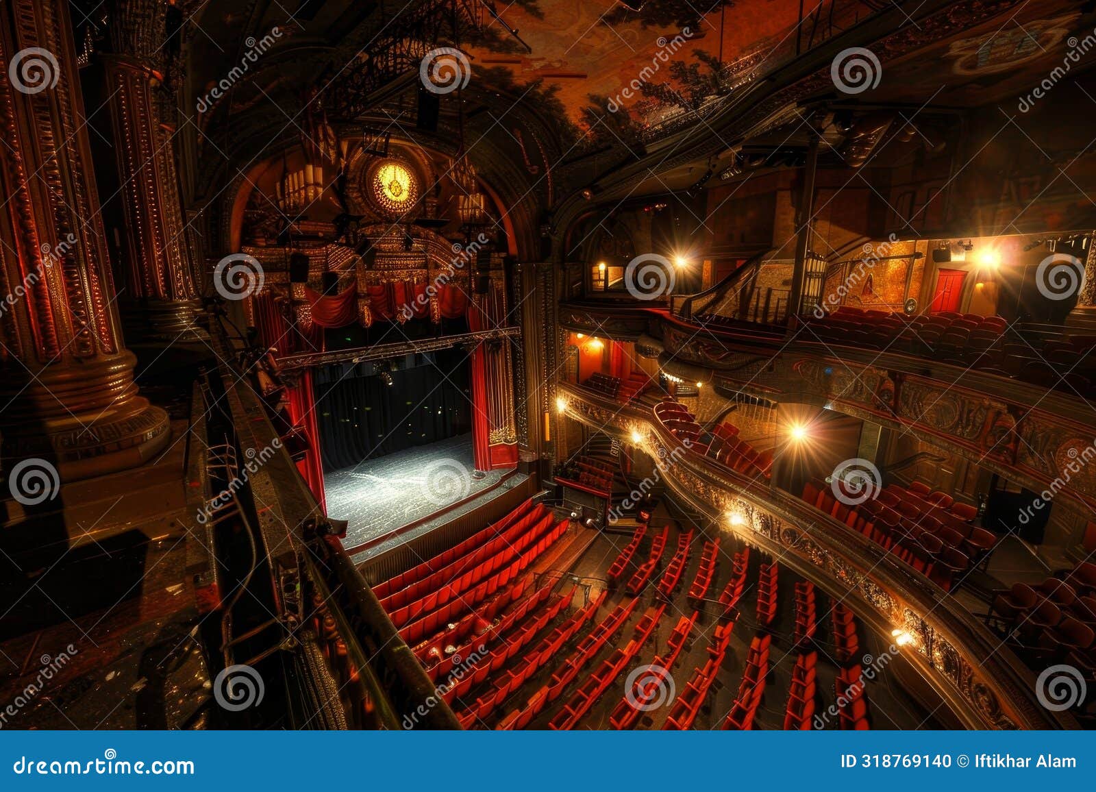 Overlooking the Auditorium from a Balcony, Showcasing Seats, Stage, and ...