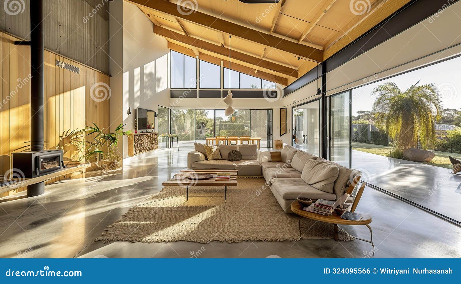 Overlooking the Living Room Behind the Room Has Concrete Floors ...