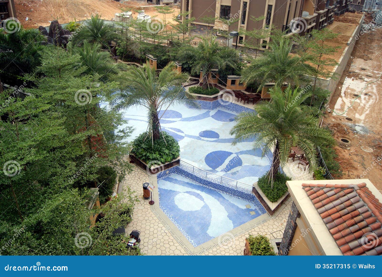 Overlooking the pool stock image. Image of background - 35217315