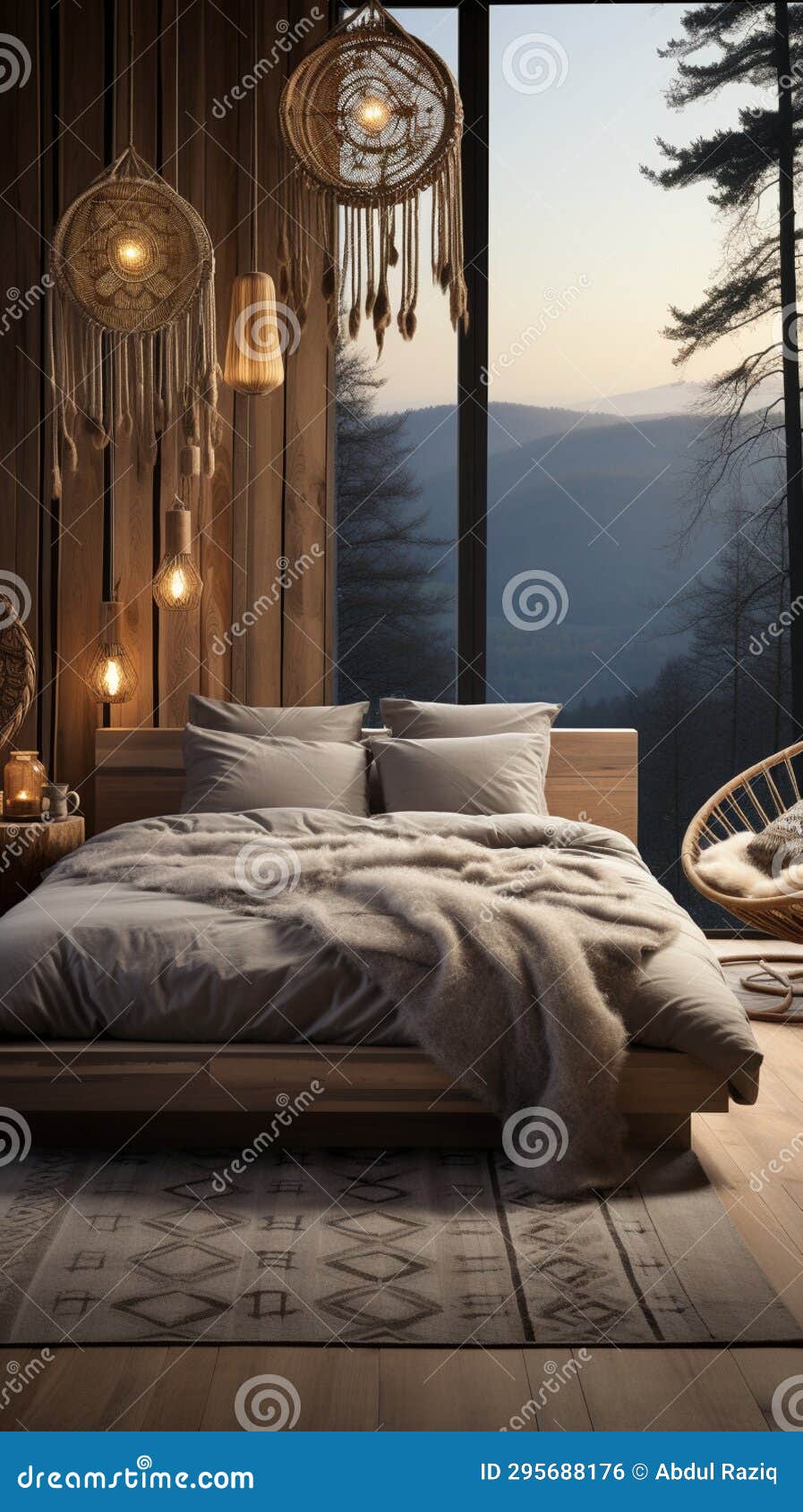 Overlooking a Serene Sleeping Area, a Minimalistic Dream Catcher Stock ...