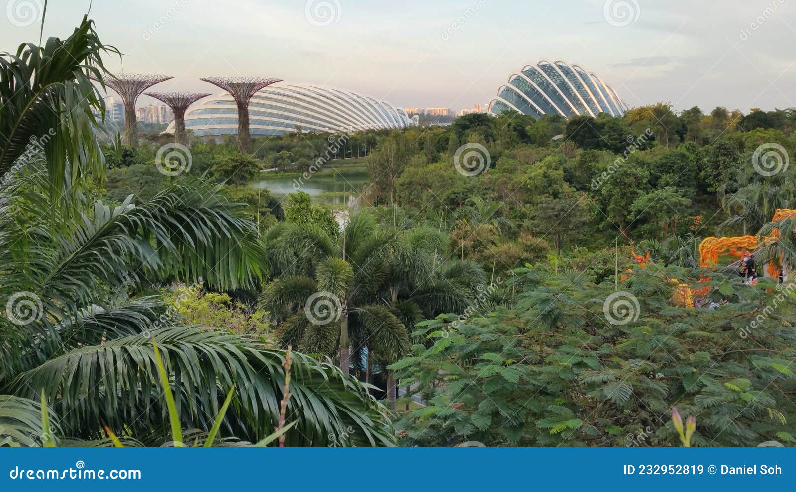 Overlooking Shot of Supertrees Gardens by the Bay Stock Image - Image ...