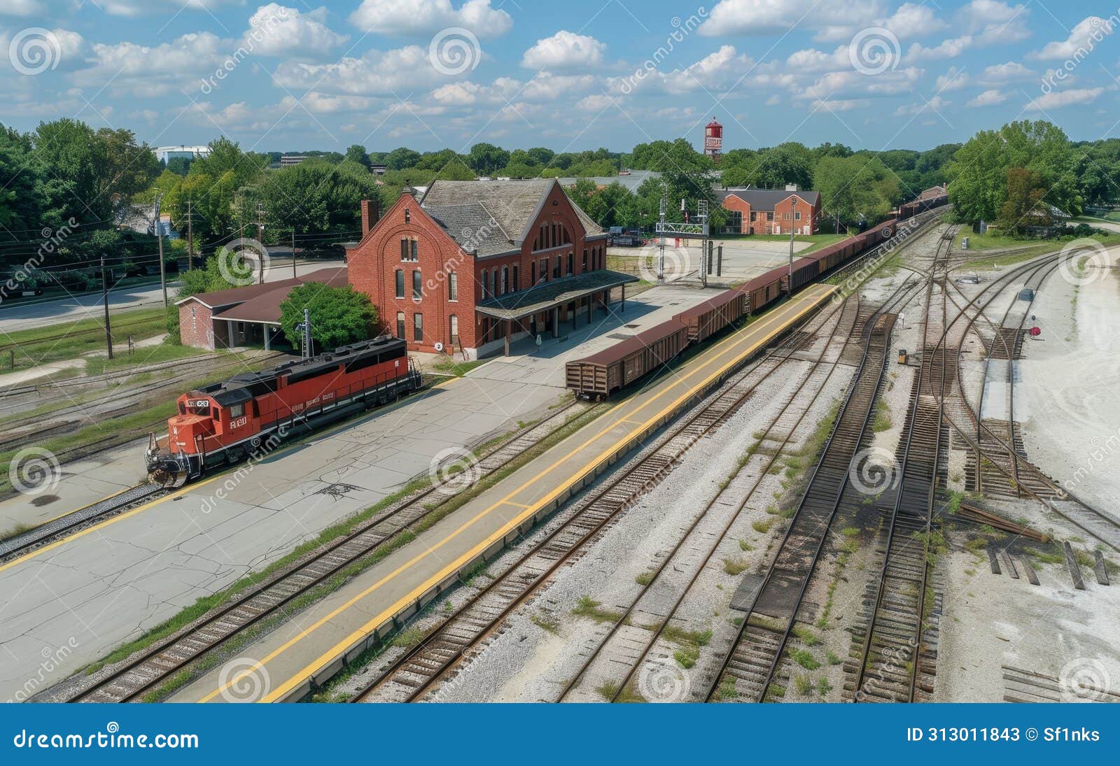 Overlooking a Small-town Train Depot, the Image Highlights the ...