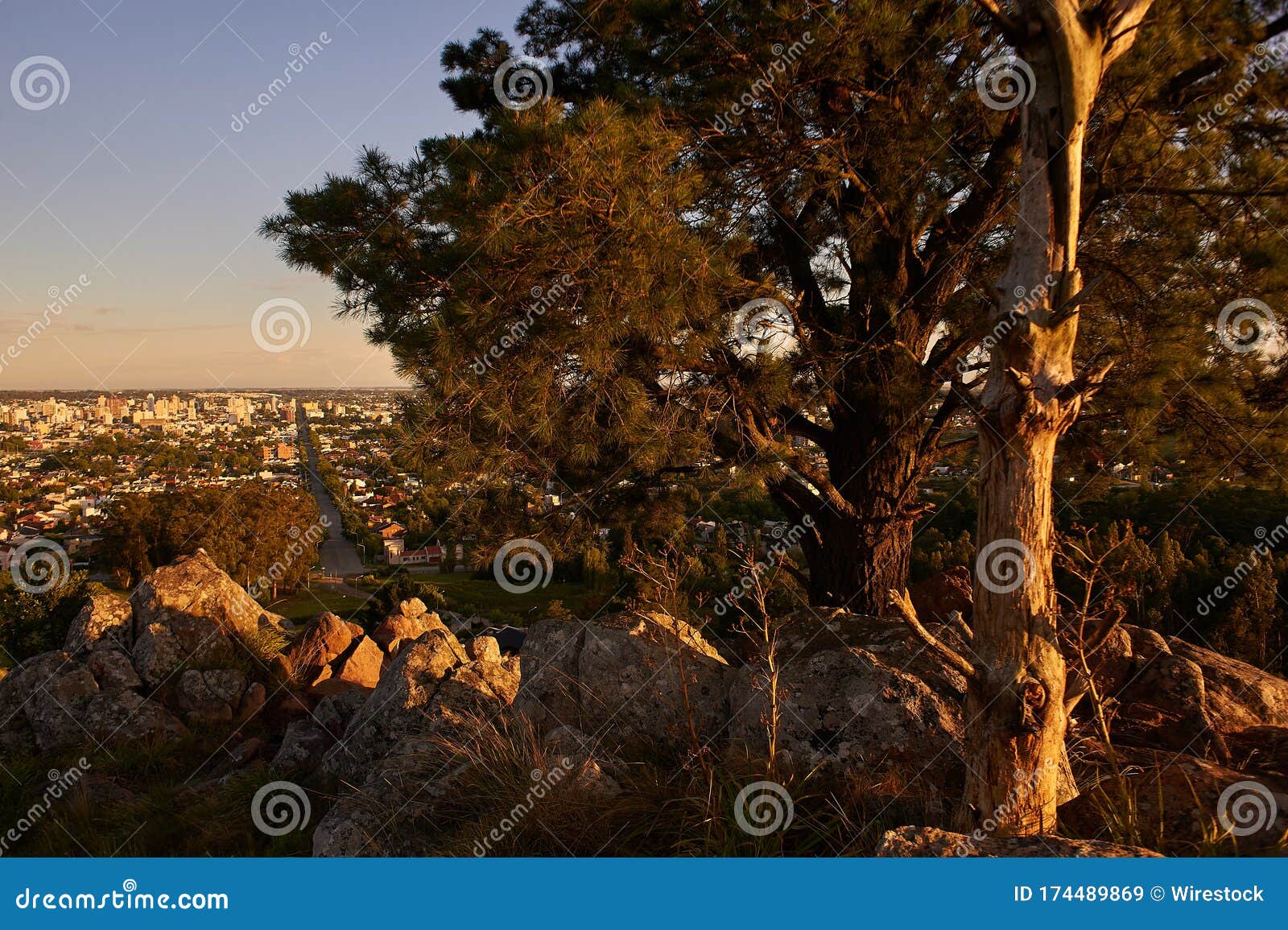 Overlooking View of City Buildings with a Scenery of Sunset Stock Image ...
