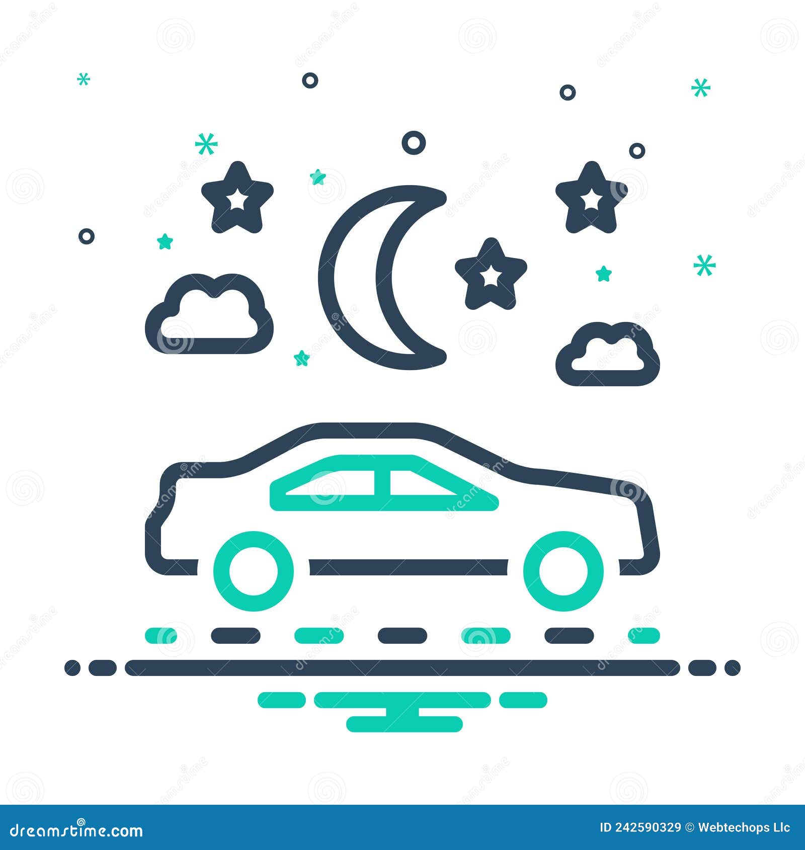Mix Icon for Overnight, Nightlong and Night Stock Vector - Illustration ...