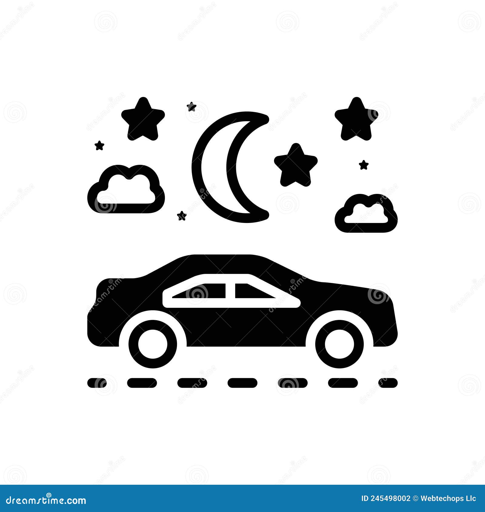 Black Solid Icon for Overnight, Nightlong and All Night Stock Vector ...
