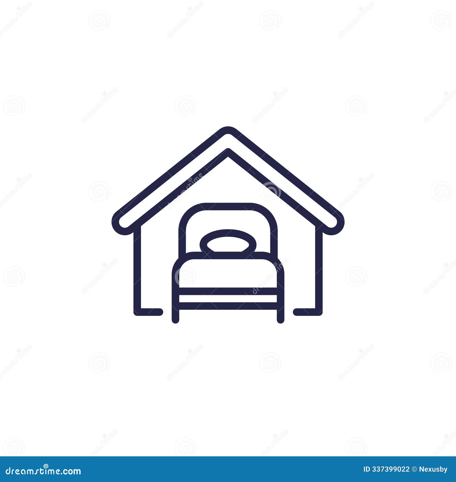 Overnight Stay Icon, Bed and House Line Vector Stock Illustration ...