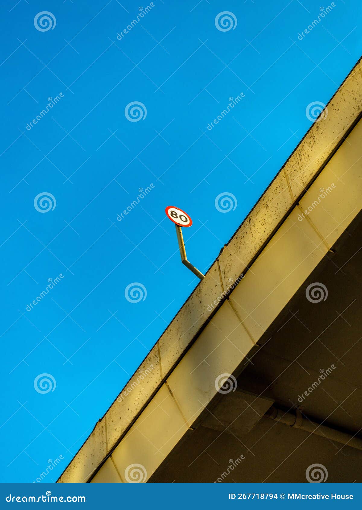 Overpass Bridge Highway with 80 Road Sign Against Blue Sky Stock Photo ...