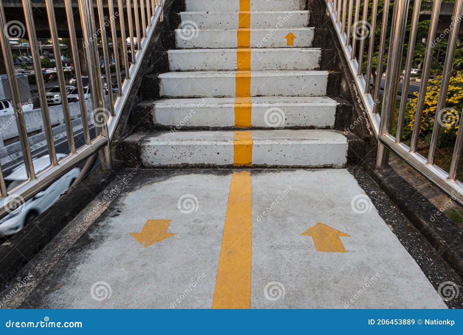 Overpass Bridge with a Walking Direction Symbol on the Step Stock Image ...