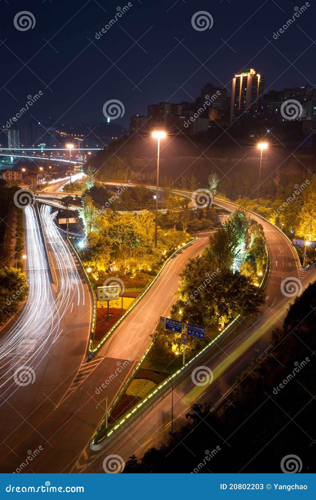 Overpass with City Night Scape,chongqing,china Stock Image - Image of ...