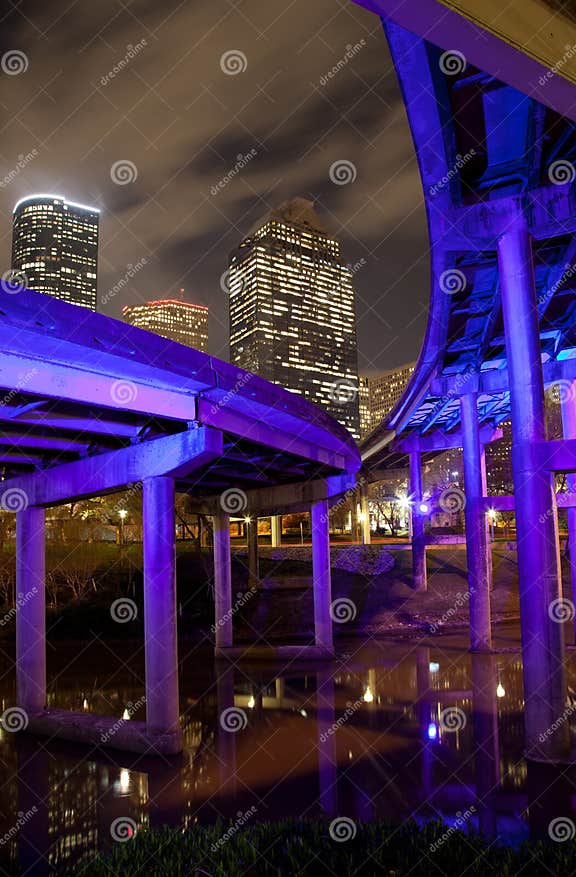 Overpass and Downtown Houston Stock Image - Image of houston, light ...