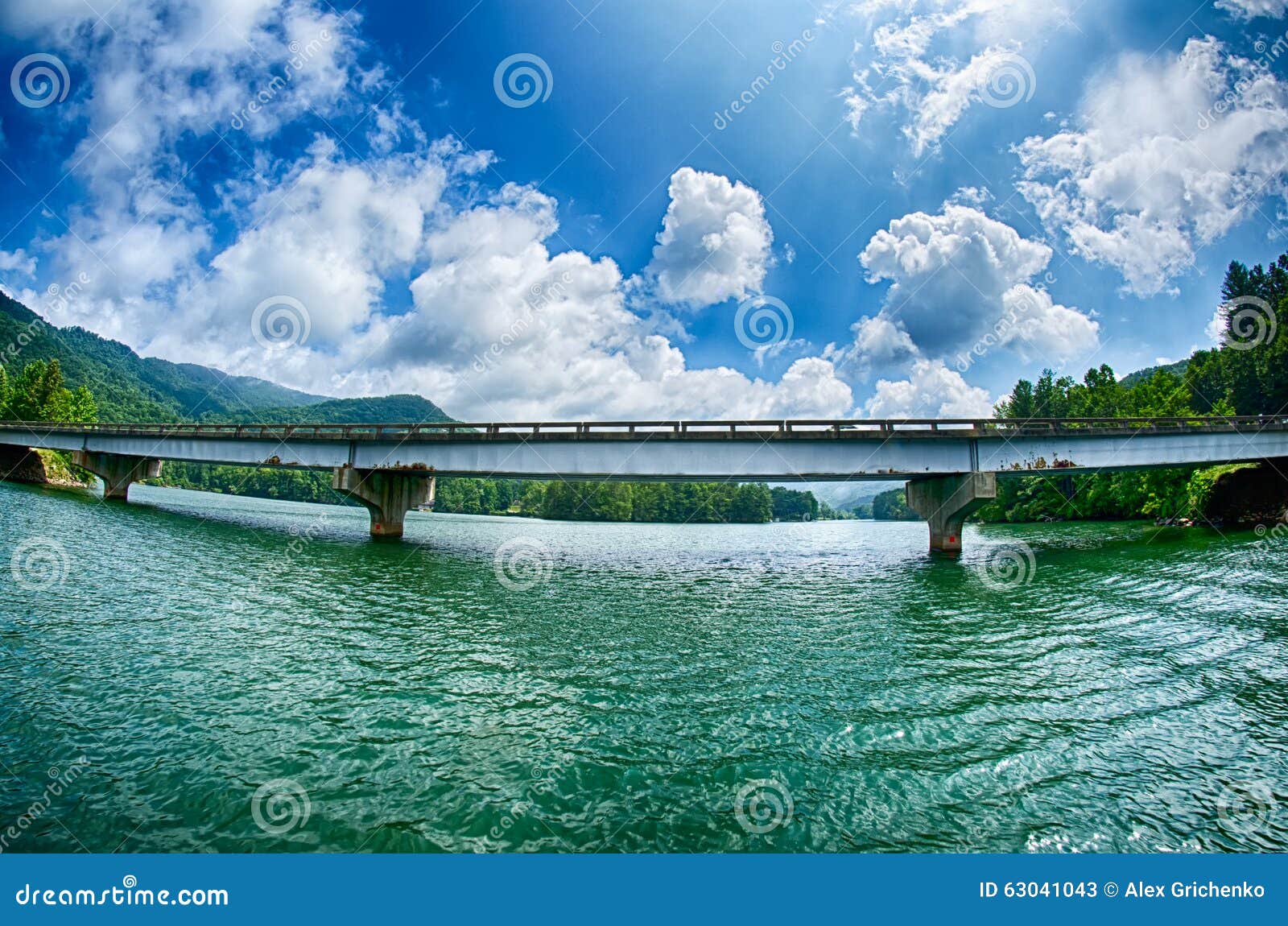 Overpass Freeway Bridge Spans Across a Lake Stock Image - Image of ...